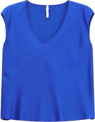 Imperial Haut sans manches &agrave; encolure en V - Femme - Tops - Bleu - Taille: 38 FR