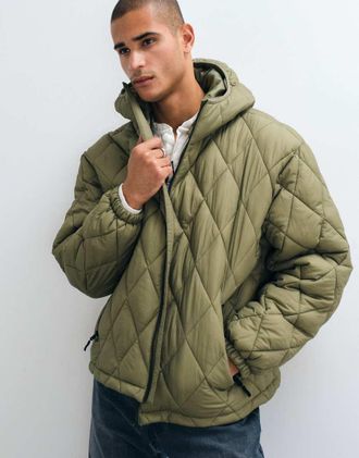 Brave Soul veste matelass&eacute;e kaki &agrave; capuche-Vert