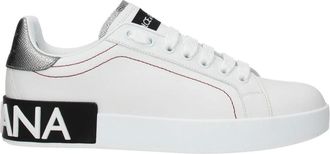 Dolce & Gabbana Femme, Chaussures, Blanc, Taille: 36 1/2 EU Baskets Blanches en Cuir Bas