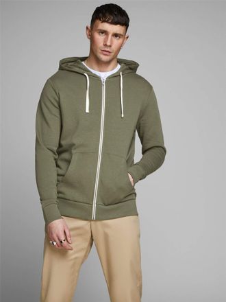 Jack & Jones Herren Sweatjacke JJEHOLMEN SWEAT ZIP HOOD NOOS 12136884, Einfarbig, Gr. X-Small, Grün (Olive Night Fit:Reg Fit)