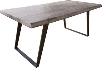 DELIFE Esszimmertisch Edge Akazie Platin 180x90 XL Metall Schräg Schwarz Live-Edge Esstisch