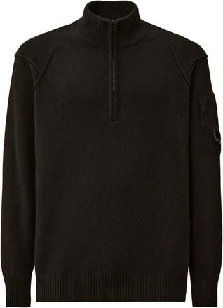 C.P. Company C.p. Company, Homme, Pulls, Noir, Taille: L Pull en Laine Demi-Zip
