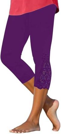 Generic Legging 3/4 pour femme - Longueur genou - Taille haute - Contrôle du ventre - Legging court athlétique - Legging capri décontracté et extensible - Pou