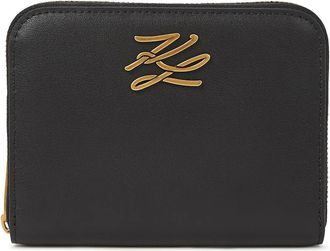 Karl Lagerfeld Portemonnaie - K/AUTOGRAPH Mittelgroße Brieftasche mit Reißversch - Gr. unisize - in Schwarz - für Damen