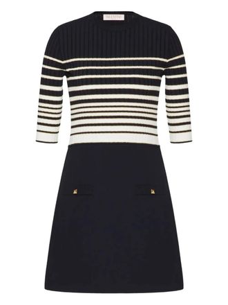 Valentino Garavani robe courte à rayures - Bleu