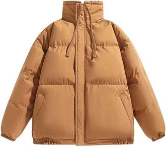 Generic Manteaux dhiver chauds et matelass&eacute;s pour homme avec fermeture &eacute;clair et col montant - V&ecirc;tement dext&eacute;rieur court et solide, marron, 5XL