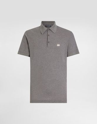 Dolce & Gabbana Poloshirt Aus Baumwolle Mit Logoplakette - Mann T-shirts Und Polos Grau 56