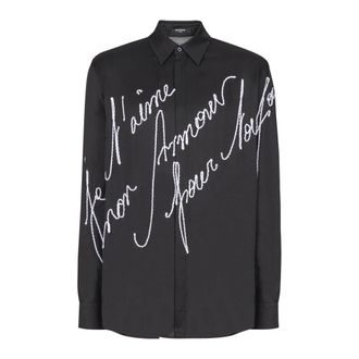 Balmain Lockere Hemd mit Love Letter-Stickerei - - Shirts - Herren - Schwarzk - XS