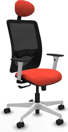 Piqueras y Crespo B&uuml;rostuhl Zulema mit wei&szlig;en und schwarzen Armlehnen und festem Kopfteil, ausgestattet mit Sincro 3 Positionen und Schneideschaum, Schwarz/Dunkelorange