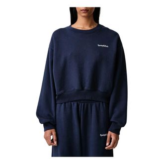 Sporty & Rich SweaT-shirt Serif Logo - Femme - Sweatshirts et sweats &agrave; capuche - Bleu - Taille: 38 FR
