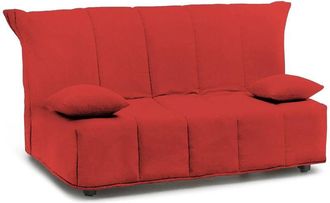 Talamo Italia Schlafsofa Alisee, 2-Sitzer-Sofa, 100% Made in Italy, Wohnzimmersofa mit Trolley-&Ouml;ffnung, aus gepolstertem Stoff, inklusive Kissen, Cm 125x90h85, Rot
