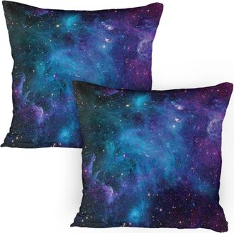 Abakuhaus Weltraum Kissenbezug Packung mit 2, Galaxie Sterne Im Weltraum Celestial Astronomische Planeten Universum Milchstra&szlig;e, Dekorativer Standard Gedruckter