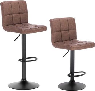 Woltu Barhocker 2er Set Barstuhl Tresenhocker Bistrohocker Designer Hocker mit Rückenlehne, Kunstleder in Antiklederoptik höhenverstellbar drehbar