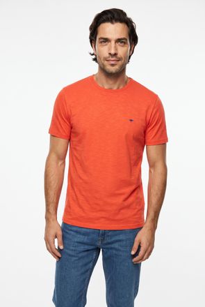 Fynch-Hatton T-Shirt FYNCH-HATTON, Herren, Gr. 3XL, orange (tomato), Jersey, Obermaterial: 100% Baumwolle, unifarben, regular fit normal, Rundhals, gerader Abschlu
