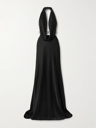 Alex Perry Neckholder-robe Aus Gl&auml;nzendem Cr&ecirc;pe - Schwarz