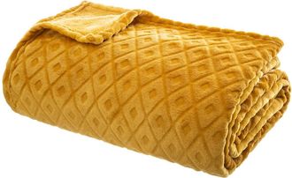 Atmosphera Atmosphera - Plaid 3D-Raute aus Flanell - senfgelb 180 × 230 cm - Ocker