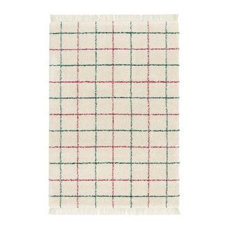 Sweeek Tapis int&eacute;rieur Shaggy Motif quadrillage Multicolore avec Franges Edward 80x150cm