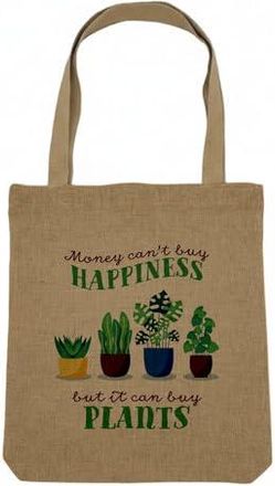 Fabulous Sac Shopping Tote Bag Aspect Lin - Plants - Money Cant Buy Happiness Decoration Sac de Courses Toile Epaisse 360g Beige Naturel Cabas Port&eacute; Epaule Sol