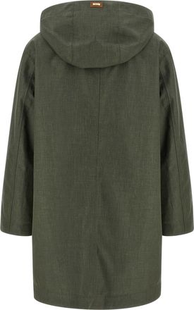 Herno Technical Linen Blend Raincoat - Olive Green