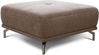 Cavadore XXL-Hocker Carly / Fußbank fürs Wohnzimmer / Polsterhocker passend zum Ecksofa Carly, 91 x 45 x 91, Webstoff hellbraun