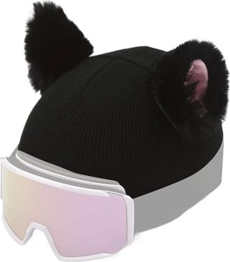 Generico Skihelm: Pl&uuml;sch-Schutz, FuzzyWarm, weiches und bequemes Design, lustiger Katzenohr-Stil, langlebiges Zubeh&ouml;r f&uuml;r den Wintersport | Ad