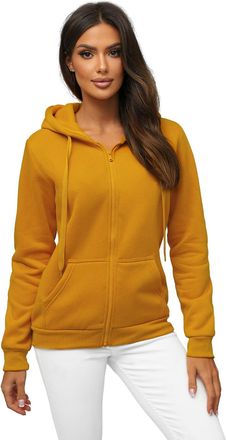 OZONEE Damen Kapuzenpullover Sweatjacke Sweatshirt Farbvarianten Kapuzenjacke Kapuzenpulli Langarm Kapuze Hoodie Sport Style Casual Fitness Basic Training 77