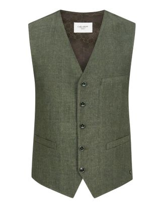 Carl Gross Kombiweste aus Leinen mit Taschen in