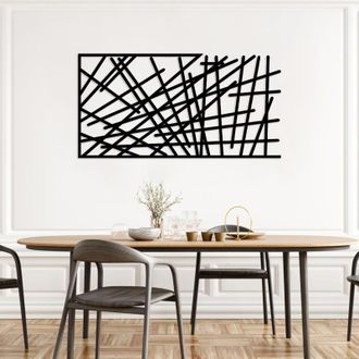 Generic Metall-Wandkunst, geometrisch, modern, zeitgen&ouml;ssisch, Mid-Century-Modern-Dekor, gro&szlig;es Dekor f&uuml;r Wohnzimmer (Schwarz, 48x25|121x62 cm)