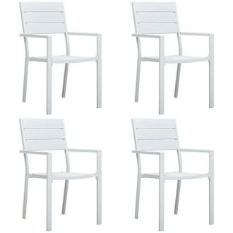vidaXL Chaises de jardin 4 pcs Blanc pehd Aspect de bois