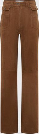 Gerard Darel Pantalon flare en cuir velours - ANNA - Paille