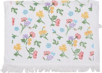 Clayre & Eef Gästehandtuch 40x66 cm Weiß Gelb Baumwolle Blumen Toiletten Handtuch