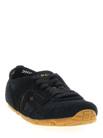 Balmain Womens Black Calfskin Athletic Sneakers