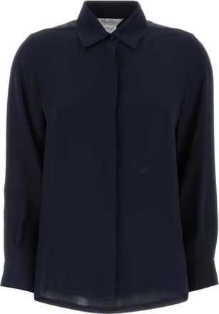 Max Mara Geranio Crepe de Chine Hemd - - Blouses & Shirts - Damen - Blau - XS