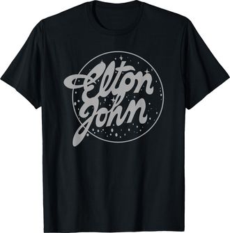 Elton John Offizielles Vintage-Tour-Logo T-Shirt, Schwarz, S, Kurzarm, Klassische Passform, Unisex Erwachsene, Elton John Fans, Musikliebhaber, Vintage-Kleidungs