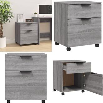 vidaXL Mobiler Aktenschrank mit Rollen Grau Sonoma 45x38x54 cm - Mobiler Aktschrannkasten - Holzschreibtisch - Büroorganisation - Schubladenaufbewahrung