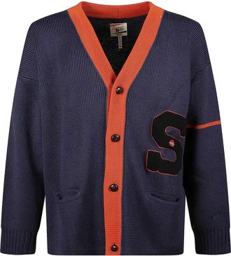 Champion cardigan boutonné à détail de lettre - Bleu