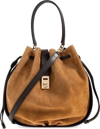 Ferragamo Femme, Sacs, Beige, Taille: ONE Size Hug Bucket Handbag