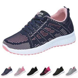 Generico Chaussures de sport pour femme noires - Chaussures de sport antid&eacute;rapantes - L&eacute;g&egrave;res - En maille confortable et respirante - Course &agrave; pied - Fitness -