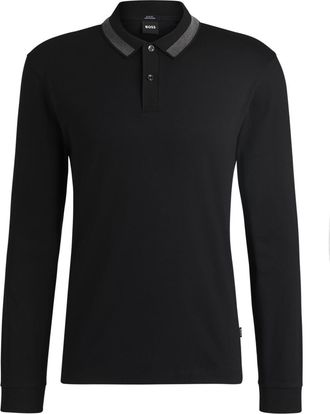 HUGO BOSS Poloshirt f&uuml;r Herren, Regul&auml;r, Lang&auml;rmlig (Schwarz)