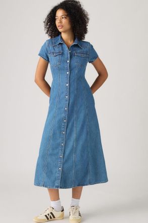 Levi's Short-Sleeve Flare Western Lightweight Dress - Damen - Mittlere Waschung / Mittlere Waschung