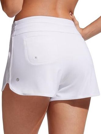 CRZ YOGA Short de Bain pour Femme Short de Bain avec Cordon de Serrage à séchage Rapide - 7.6 CM Blanc 38