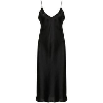Nili Lotan Femme, Robes, Noir, Taille: 36 FR Robe Shift en Soie Noire à Col en V