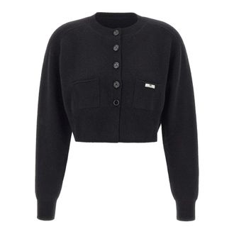 Elisabetta Franchi Femme, Pulls, Noir, Taille: 36 FR Cardigan en Laine et Cachemire