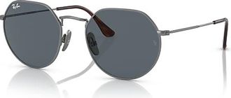 Ray-Ban Jack Titanium Sonnenbrillen Gunmetal Fassung Blau Glas 51-20