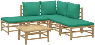 vidaXL Salon de jardin 6 pcs avec coussins vert bambou vidaXL