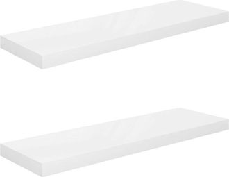 Generic Schwebendes Wandregal, 4 St&uuml;ck, MDF, Hochglanz-Wei&szlig;, Schwebendes Regal, 23/40/50/60/80/90/120 cm, Wandregal f&uuml;r Wohnzimmer/Arbeitszimmer/Bad/K&uuml;che (80