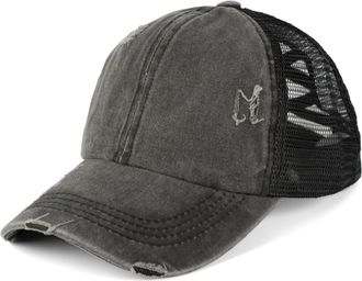 styleBREAKER Cap Ponytail Baseball Cap Used Look mit Mesh Einsatz