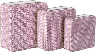 Brandsseller 3er Set Keksdose Rosa/Pink Eckig Weihnachtsdose Plätzchendose Gebäckdose Aufbewahrungsdose Metall