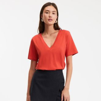 La Redoute Collections T-shirt Loose Col V Manches Courtes