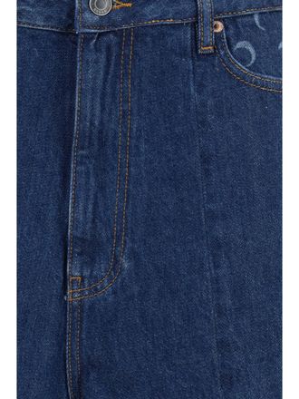 Marine Serre Womens Denim Shorts Midnight Blue Cotton
